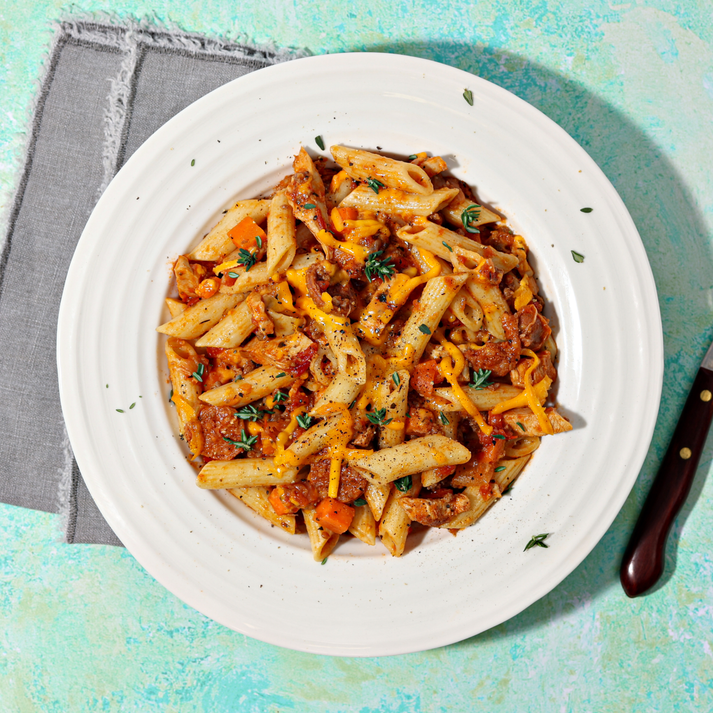 Loaded Meat Feast Pasta Bake – Prepped Pots | MuscleFood